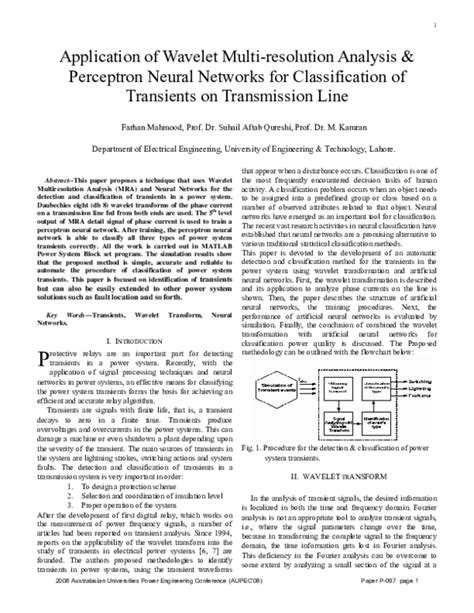 pdf application of wavelet multiresolution analysis for identification and classification of