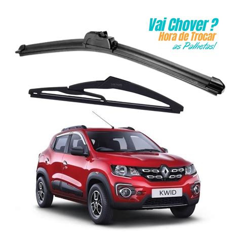 Kit Palhetas Limpador De Parabrisa Dianteiro Traseiro Renault Kwid