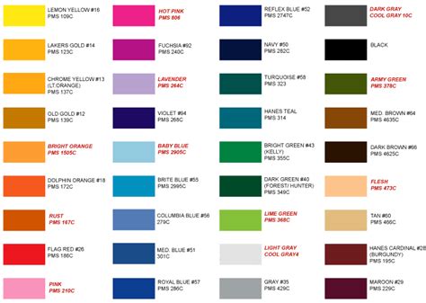 Pantone Color Scheme Color Chart Tints And Shades Panton