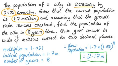 question video forming and evaluating exponential functions involving exponential growth nagwa