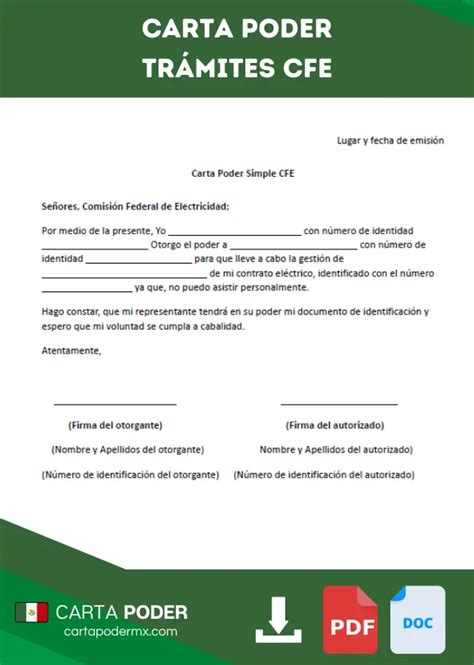 ᐅ Carta Poder para Trámites ante CFE 2024