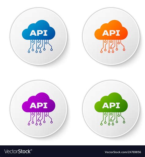 Color Cloud Api Interface Icon Isolated On White Vector Image