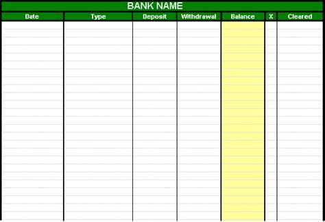 Spreadsheet To Use For A Checking Account