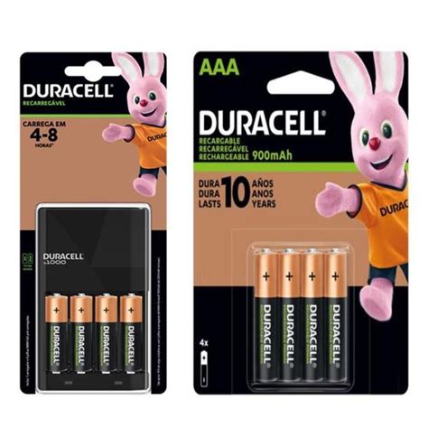 Carregador Duracell 4 Pilhas AA 2500mah 4 Pilhas AAA 900mah