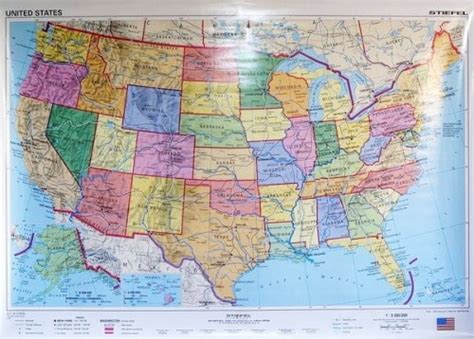 Stany Zjednoczone USA Mapa ścienna dwustronna polityczno fizyczna