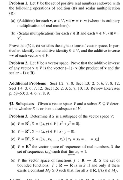 solved problem 1 let v be the set of positive real numbers