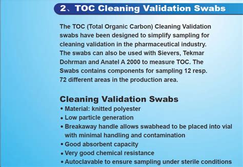 Toc Cleaning Validation Swabs Buy High Quality Toc Cleaning
