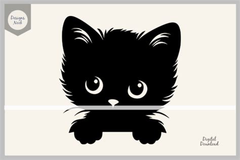Peeking Cat SVG File Clipart Silhouette Gráfico por DESIGNS NOOK
