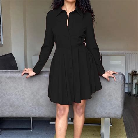 Bahar Yaz G Mlek Elbise Kad Nlar Bayanlar Uzun Kollu Moda Pilili G Mlek