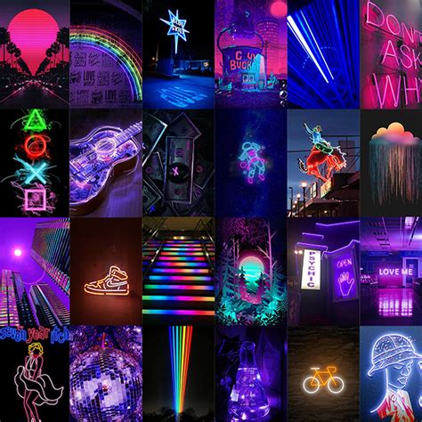 Pcs Neon Wall Collage Kit Neon Aesthetic Photo Collage Etsy