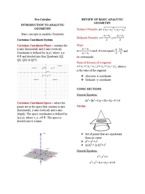 pre calculus introduction to analytic geometry review of basic analytic geometry pdf