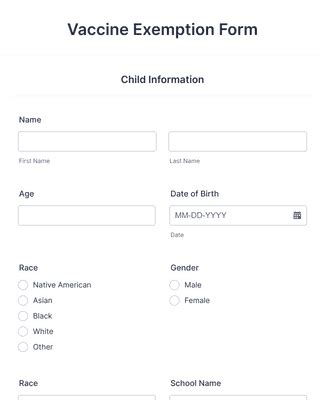 Vaccine Exemption Form Template Jotform