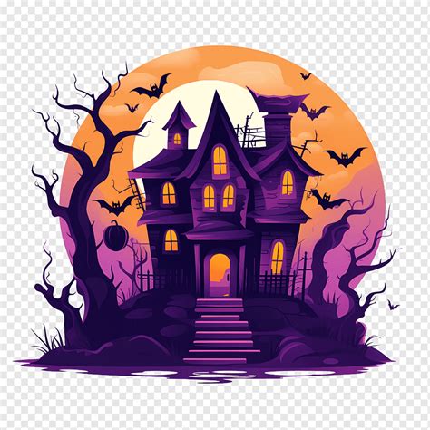Luna Llena Casa Embrujada De Halloween Png PNGWing