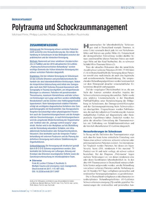 Polytrauma Und Schockraummanagement