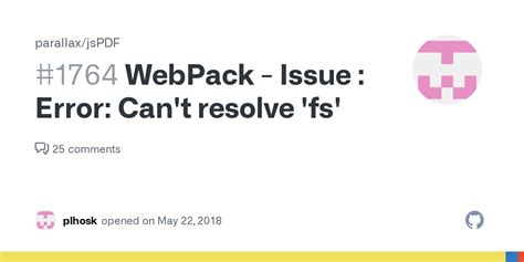 webpack issue error can t resolve fs · issue 1764 · parallax jspdf · github