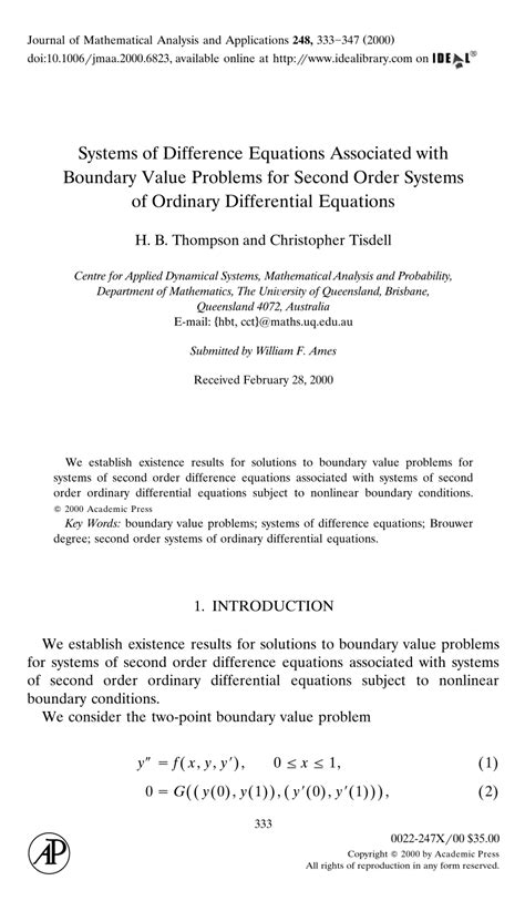 pdf systems of difference equations associated with boundary value problems for second order