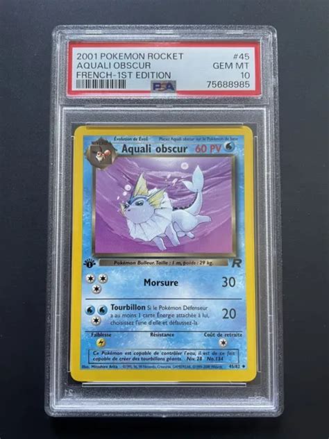 CARTE POKEMON AQUALI Obscur Edition 1 Team Rocket Wizards PSA 10