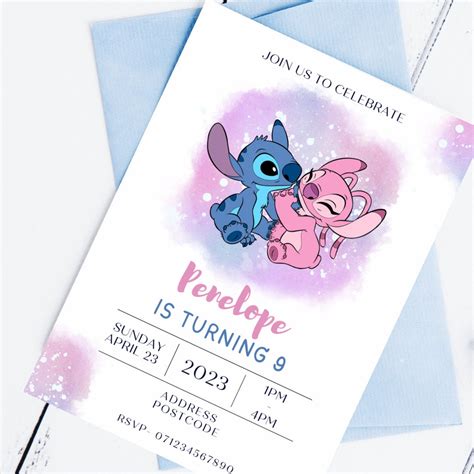 Personalised STITCH ANGEL Party Invitation Etsy