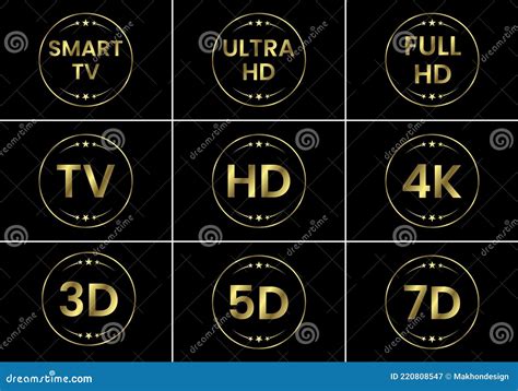 Golden 8K 4K 5k Ultra HD Video Resolution Icon Logo High Definition