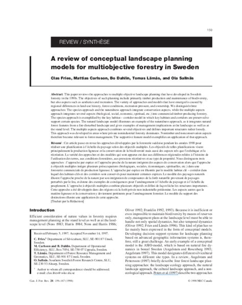 pdf a review of conceptual landscape planning models for multiobjective forestry in sweden