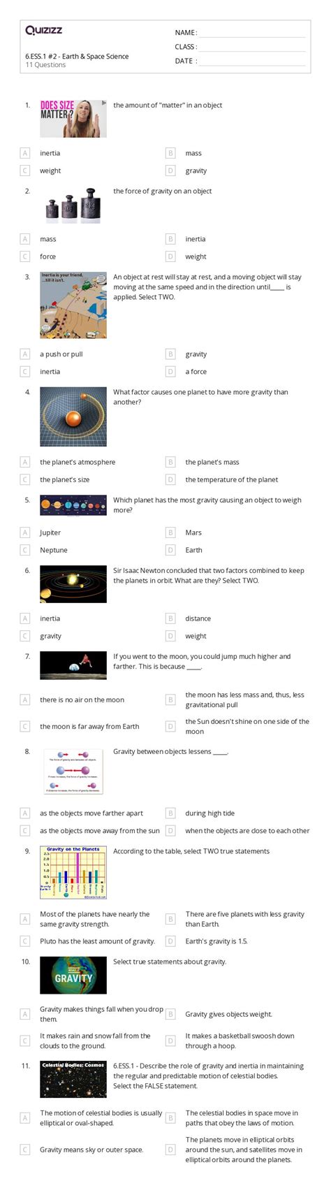 50 Earth Space Science Worksheets For 6th Grade On Quizizz Free