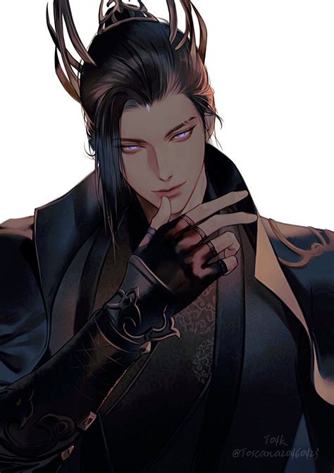 An Anime Character With Long Hair And Black Clothes