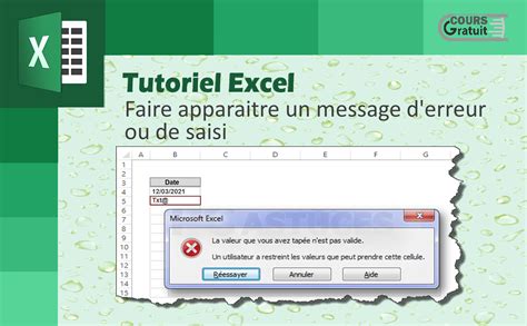 Excel Comment Afficher Un Message D Erreur Ou De Saisie Tutoriel Excel