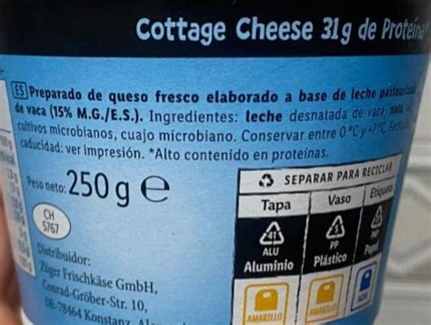 High Protein Cottage Cheese Milbona kalorie kJ a nutriční hodnoty