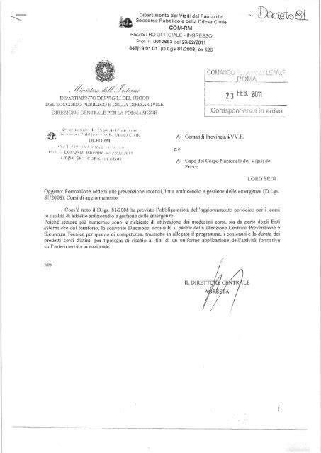 Lettera Circolare Prot N 0012653