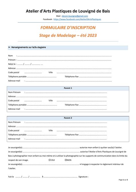 Formulaire D Inscription Stage 2023 Pdf DocDroid