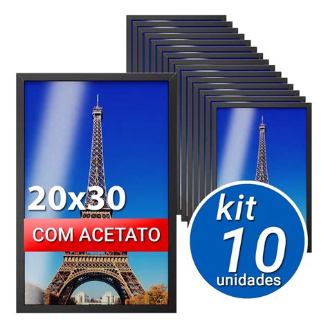 Kit 10 Unidades Molduras Preta A4 20x30 Acetato Certificado Submarino
