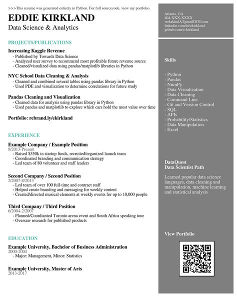 generating a resume in python i am transitioning into the world of… by eddie kirkland