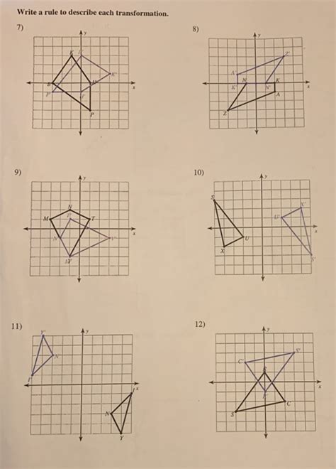 solved write a rule to describe each transformation 7 8 k