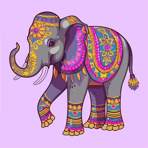 Un Elefante De Dibujos Animados Con Un Patr N En Su Cuerpo Vector Premium