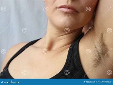 Woman With Armpit Hair Hair Growth Depilation Or New Natural Trend