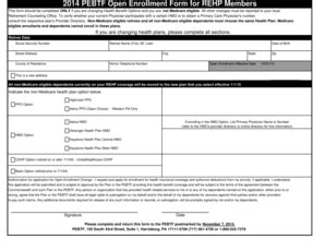 Fillable Online Pebtf 2013 PEBTF Open Enrollment Form For REHP Members