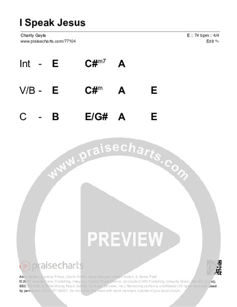 I Speak Jesus Choral Anthem SATB Free Chords PDF Charity Gayle Arr