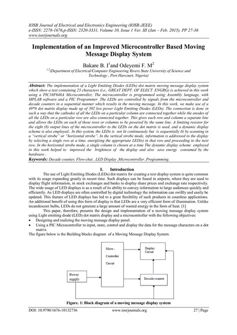 implementation of an improved microcontroller based moving message display system pdf
