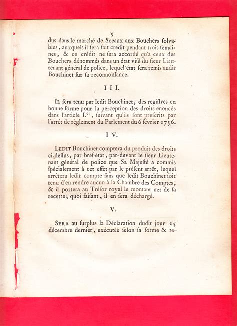 ARREST DU CONSEIL D ÉTAT DU ROI Qui ordonne que les Droits de Sou pour