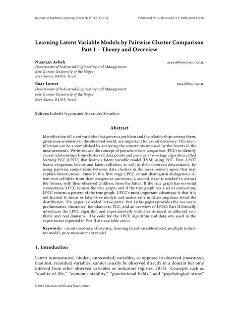 pdf learning latent variable models by pairwise cluster comparison part i − theory and overview