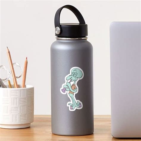 Squidward Playing Clarinet Cartoon Art Illustration Sticker By
