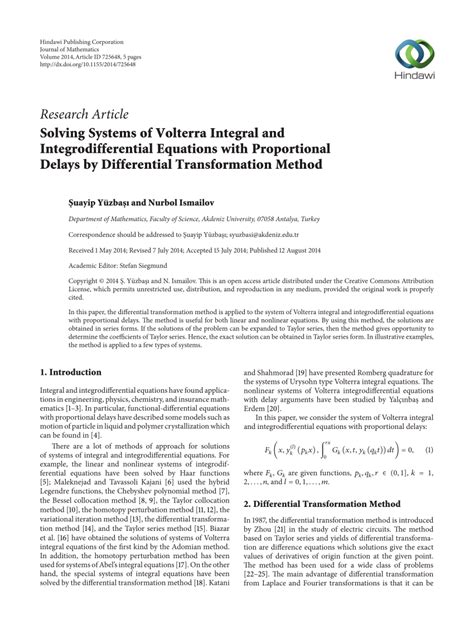 pdf solving systems of volterra integral and integrodifferential equations with proportional