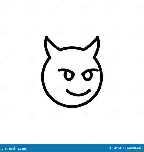 Icono Del Esquema Del Emoji Del Diablo Las Muestras Y Los S Mbolos Se