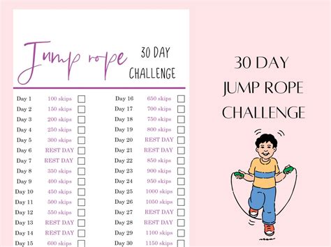 30 Day Jumping Rope Challenge 30 Day Challenge Printable Etsy
