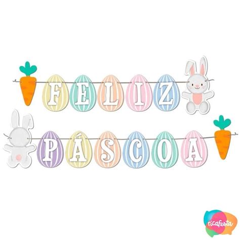 FAIXA DECORATIVA FELIZ PÁSCOA 1 60 X 23CM FAIXA FELIZ PÁSCOA RICA