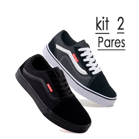 Kit 2 Pares Tênis Receba Old Skool Masculino Feminino Escorrega o Preço