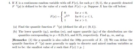 solved 4 if x is a continuous random variable with cdff x