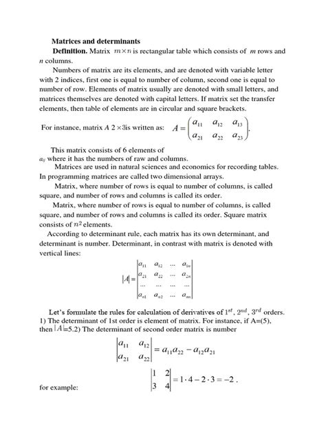 lectures 1 15 pdf matrix mathematics determinant