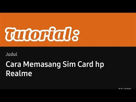 Cara Memasang Sim Card Hp Realme Youtube