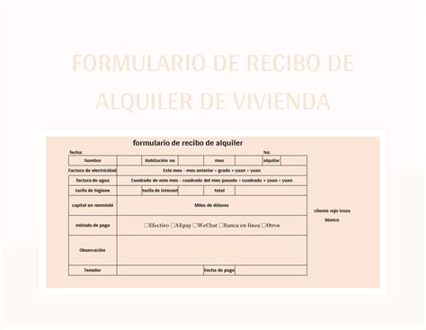 Plantilla De Formato Excel Formulario De Recibo De Alquiler De Vivienda